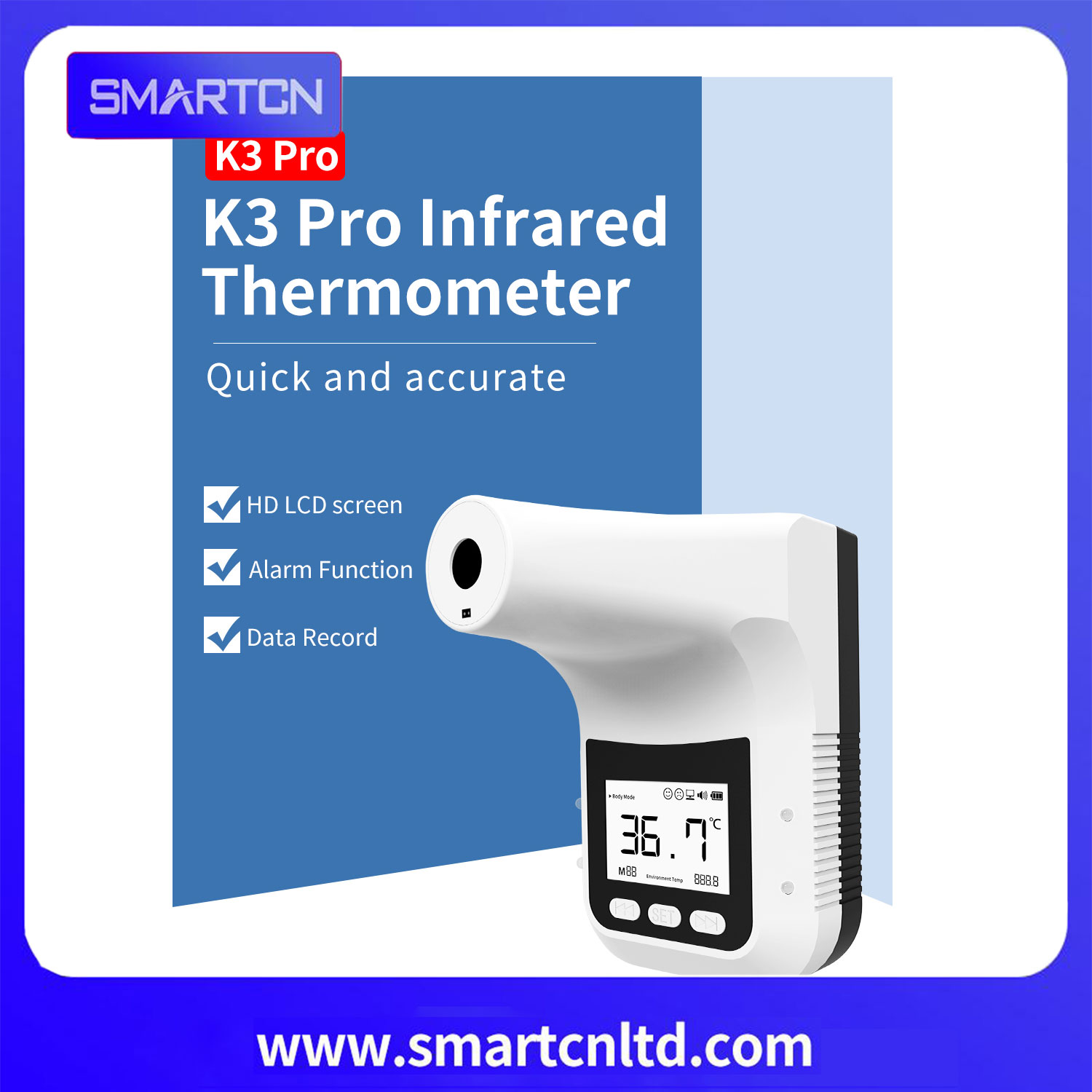 High Quality K3 PRO AI Wall mounted forehead infrared thermometer